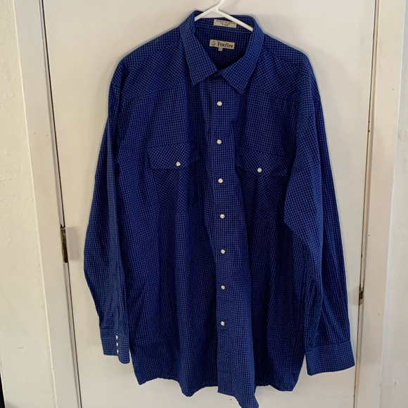 Foxfire | Shirts | Foxfire Blue And White Plaid Western Long Sleeve ...